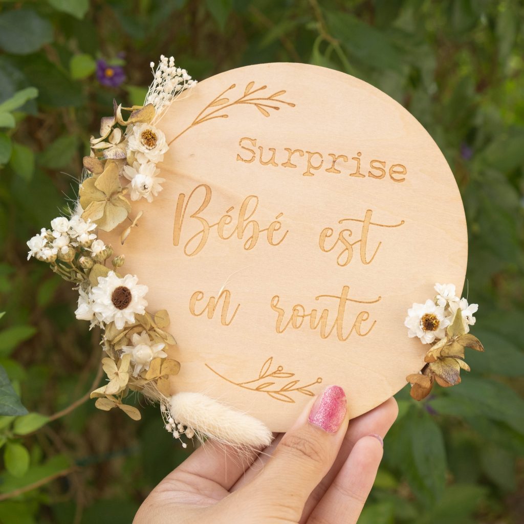 Carte en bois annonce de grossesse - Univers21
